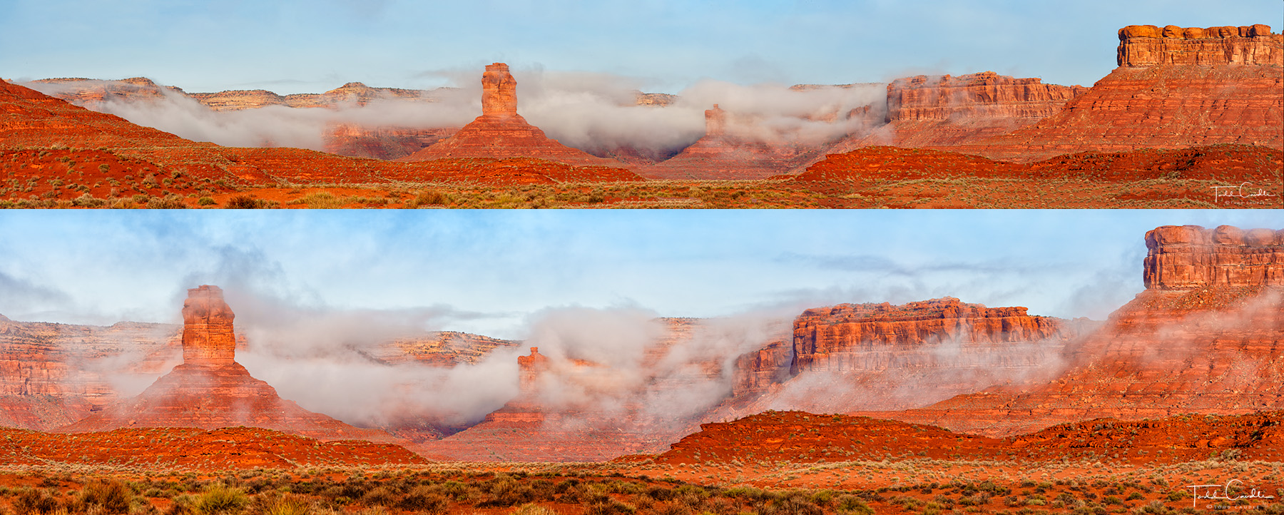 Morning Fog in Valley of the Gods (2 panoramas) | Southeastern Utah ...