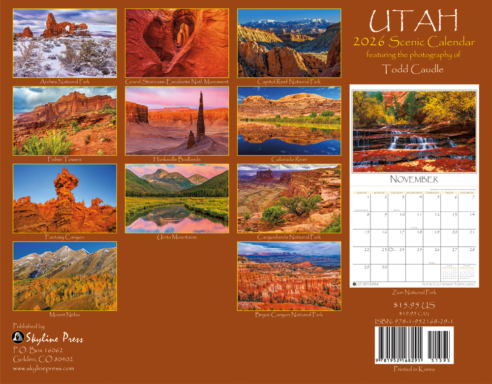 Utah 2026 Wall Calendar | Skyline Press